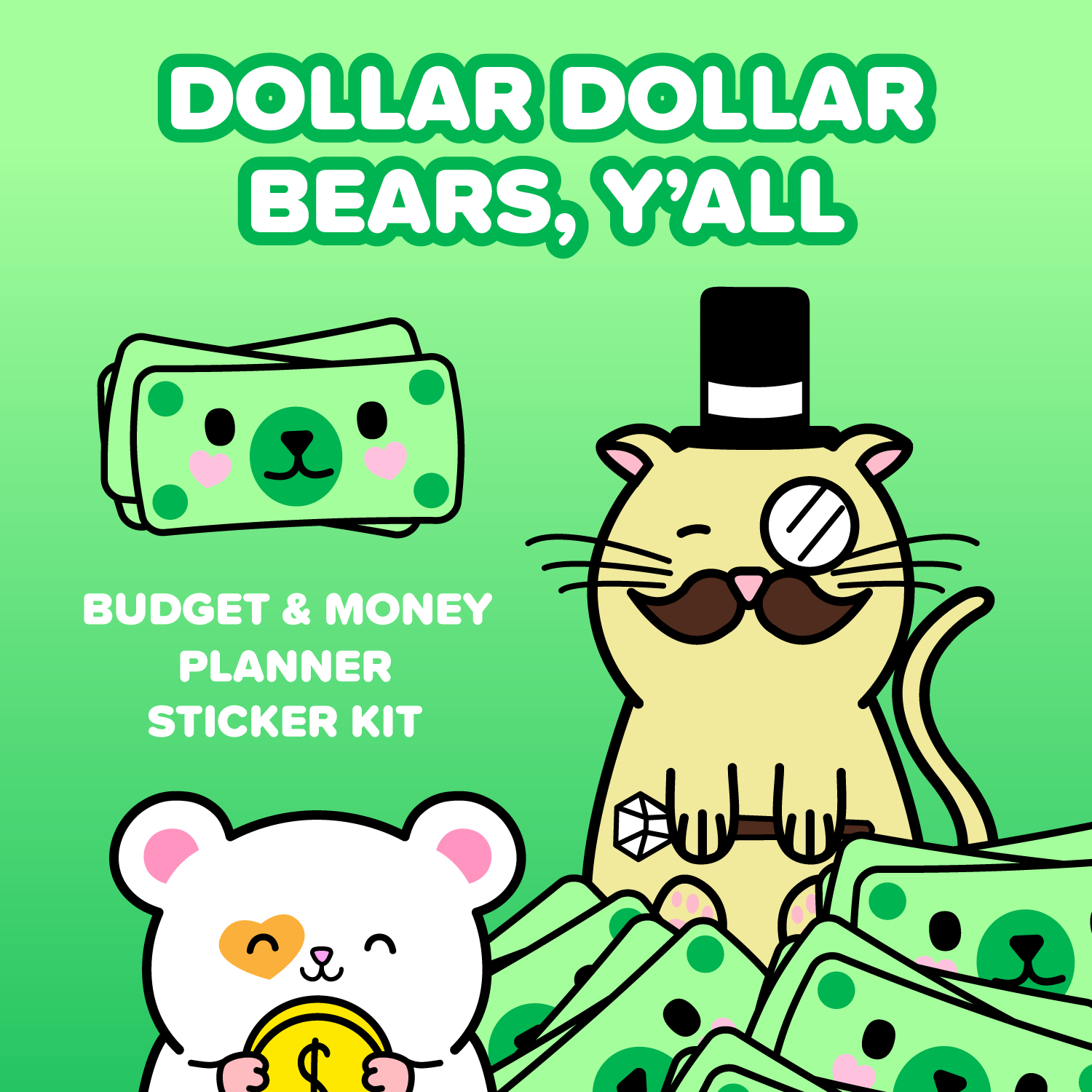 Dollar Dollar Bears, Y'all - Money & Budget Planner Sticker Kit – Robo Roku