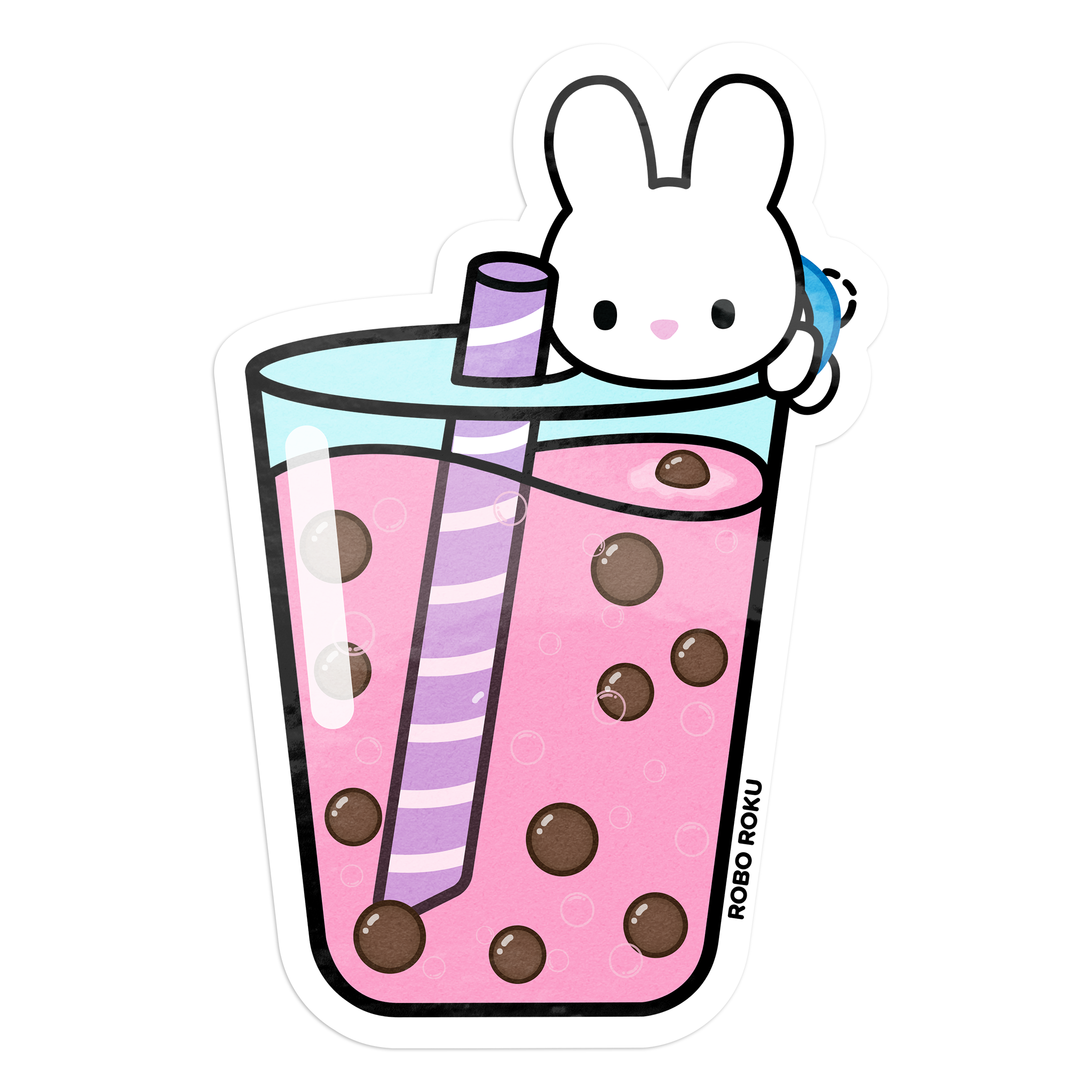 Boba Bunny XL Bubble Tea Vinyl Sticker – Robo Roku