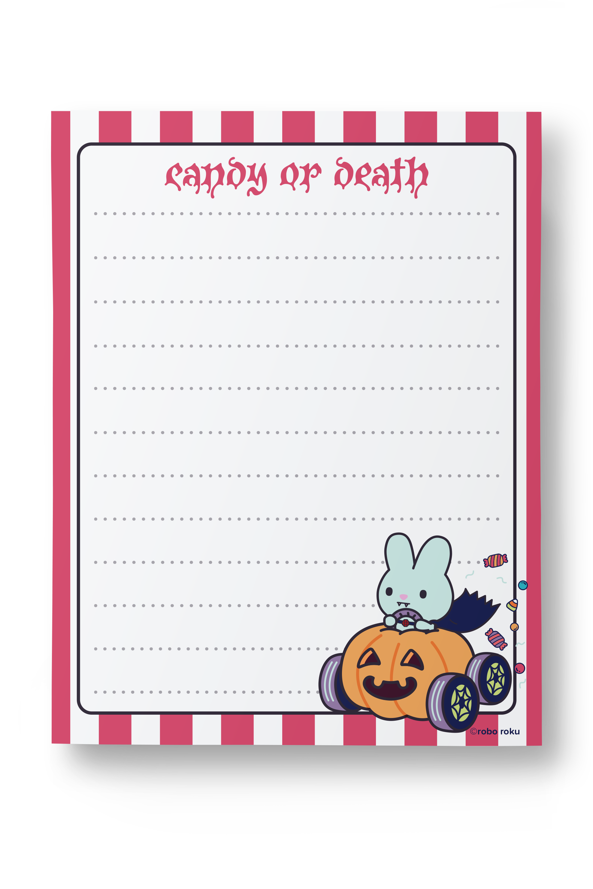 Hallowheelies - Candy or Death Boba - A2 Memo Pad – Robo Roku