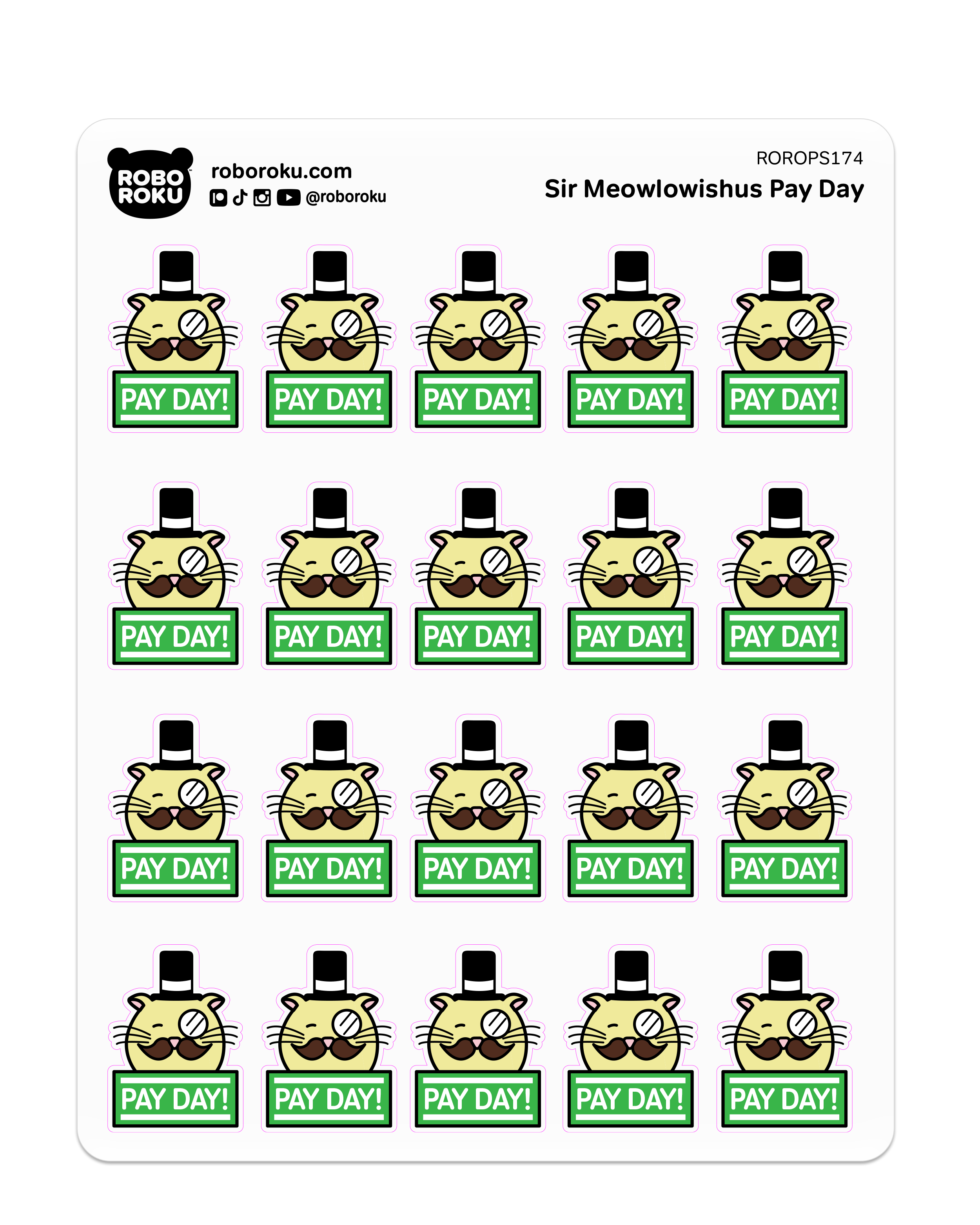 Sir Meowlowishus Cat Payday - Planner Stickers – Robo Roku