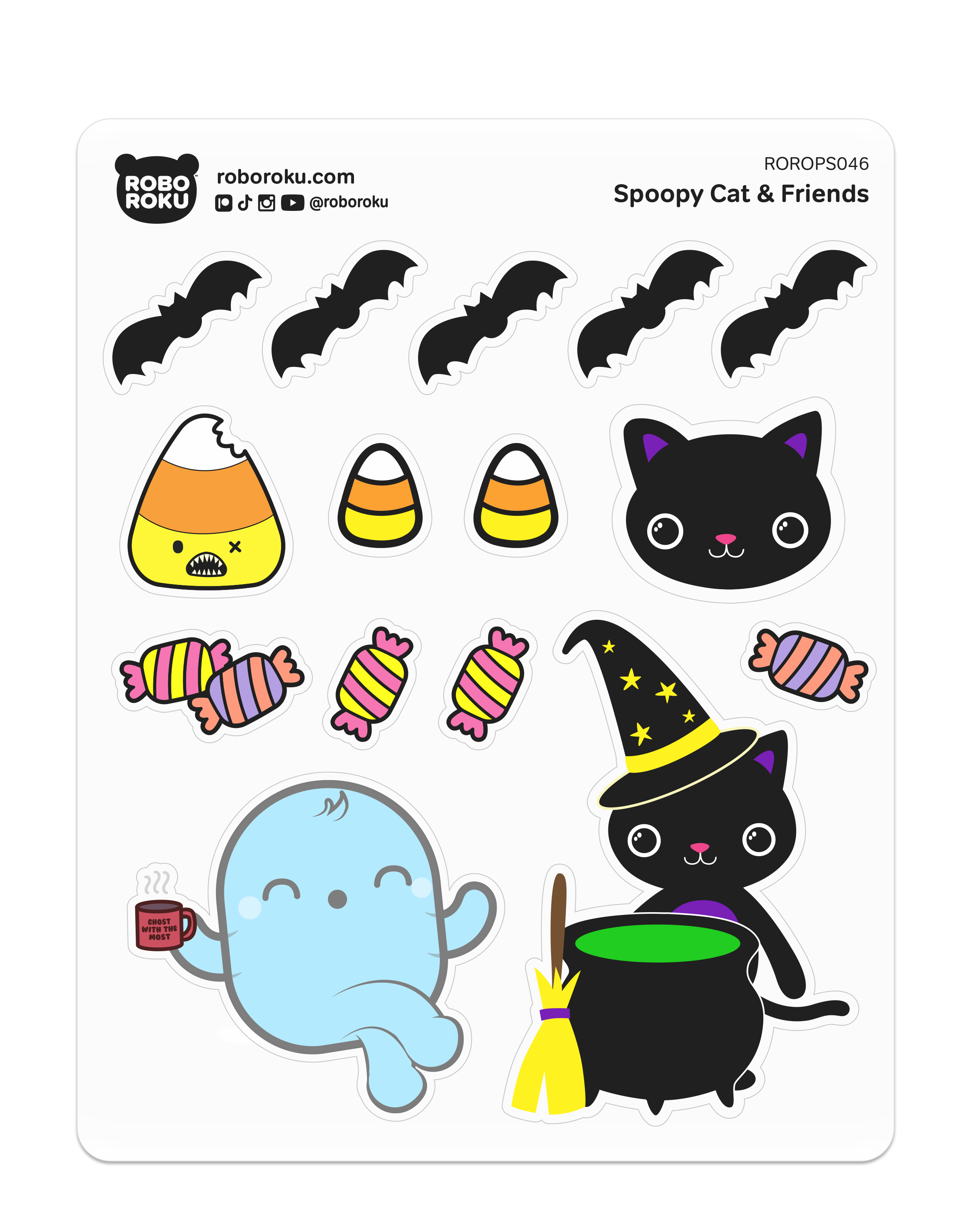 Spoopy Cat & Friends - Planner Stickers – Robo Roku