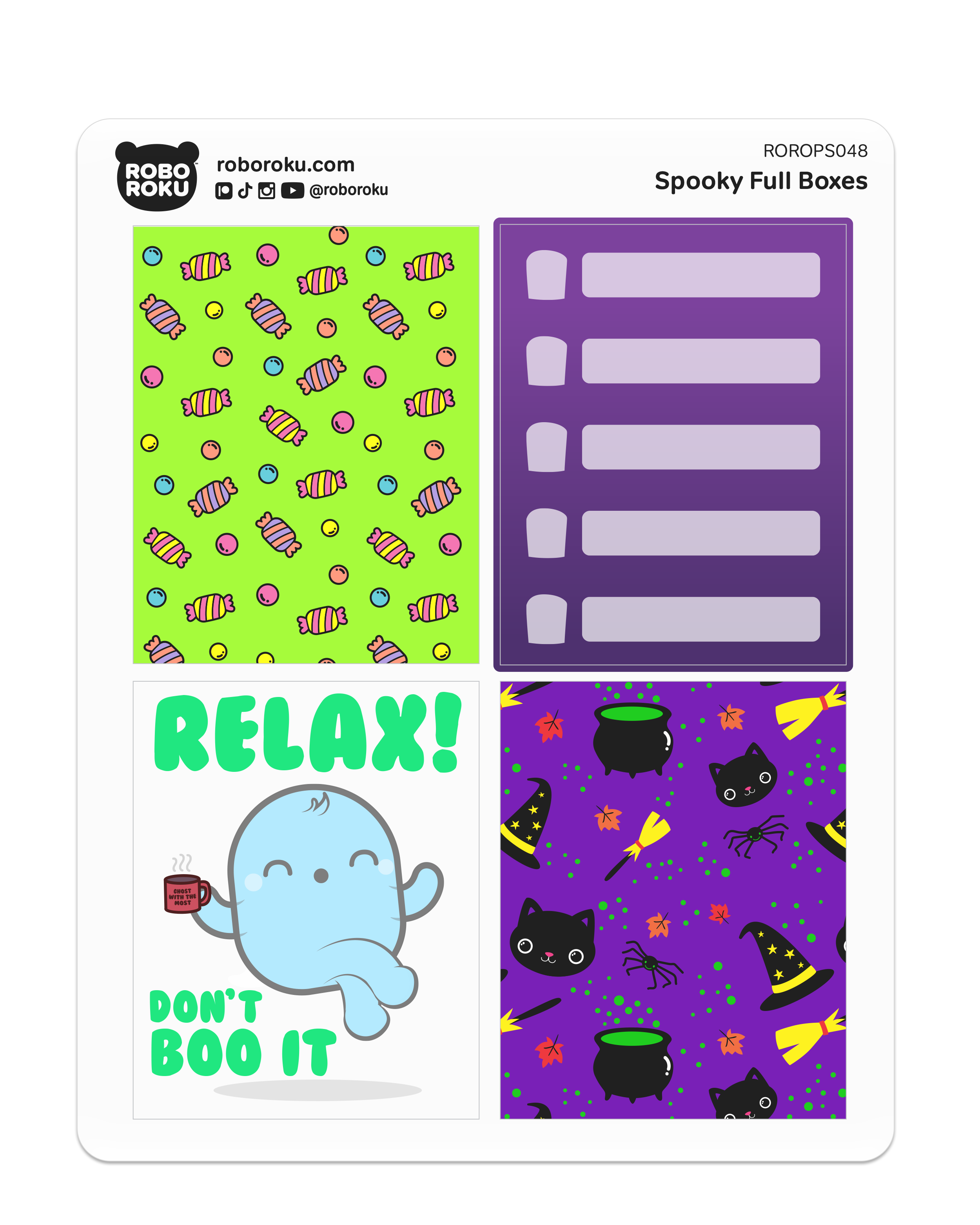 Spoopy Full Boxes - Planner Stickers – Robo Roku