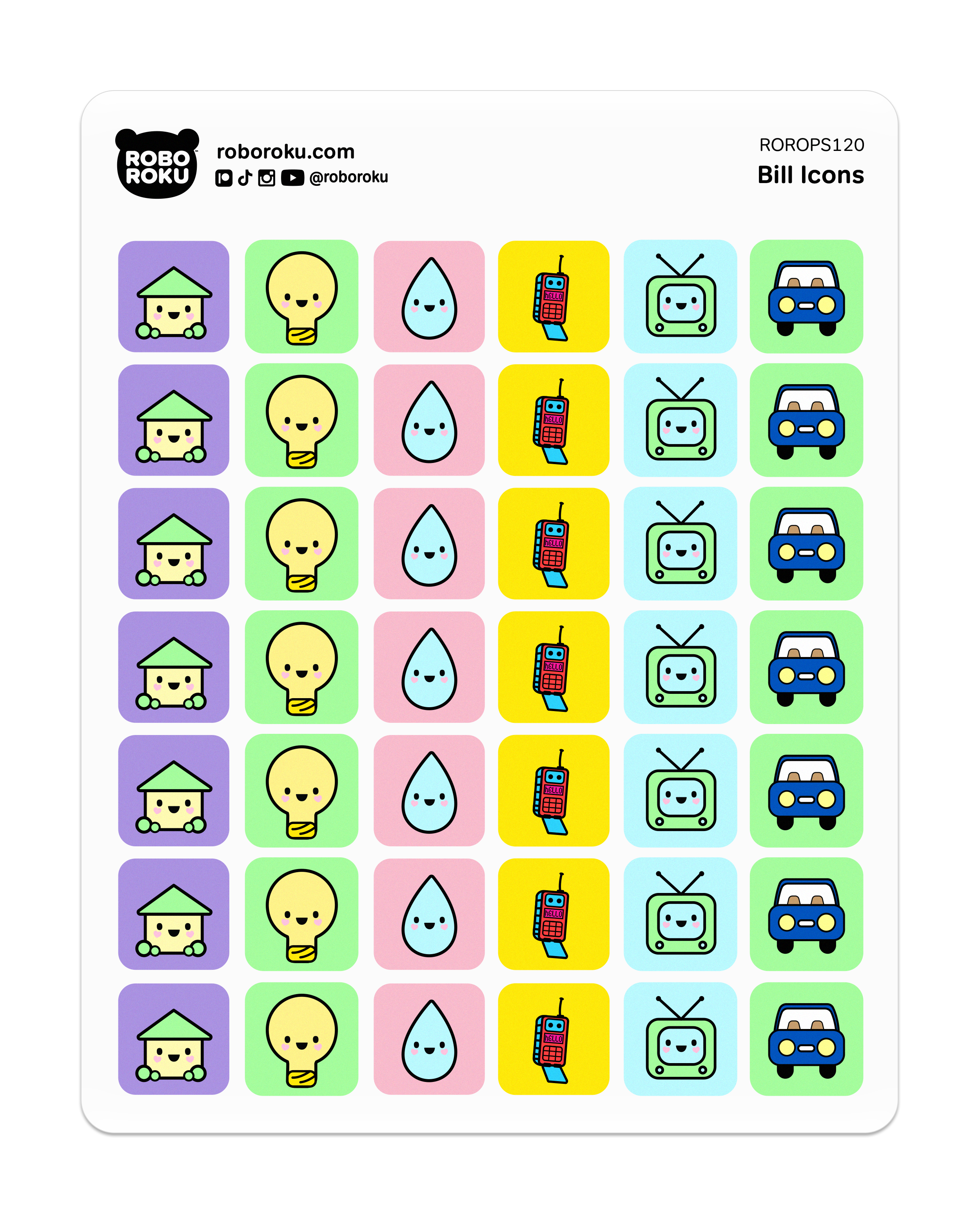 Bill Icons - Planner Stickers – Robo Roku