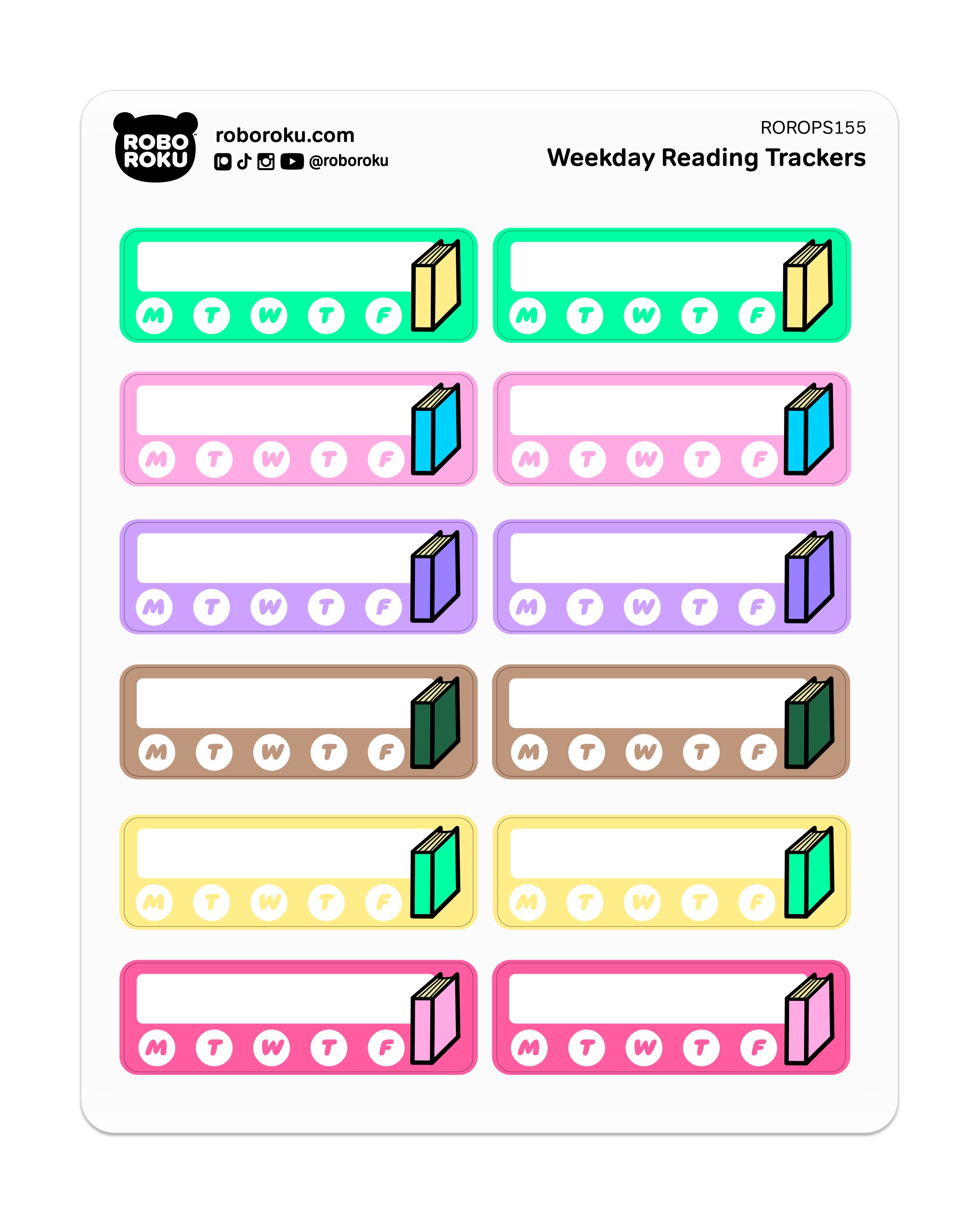 Weekday Reading Trackers - Planner Stickers – Robo Roku