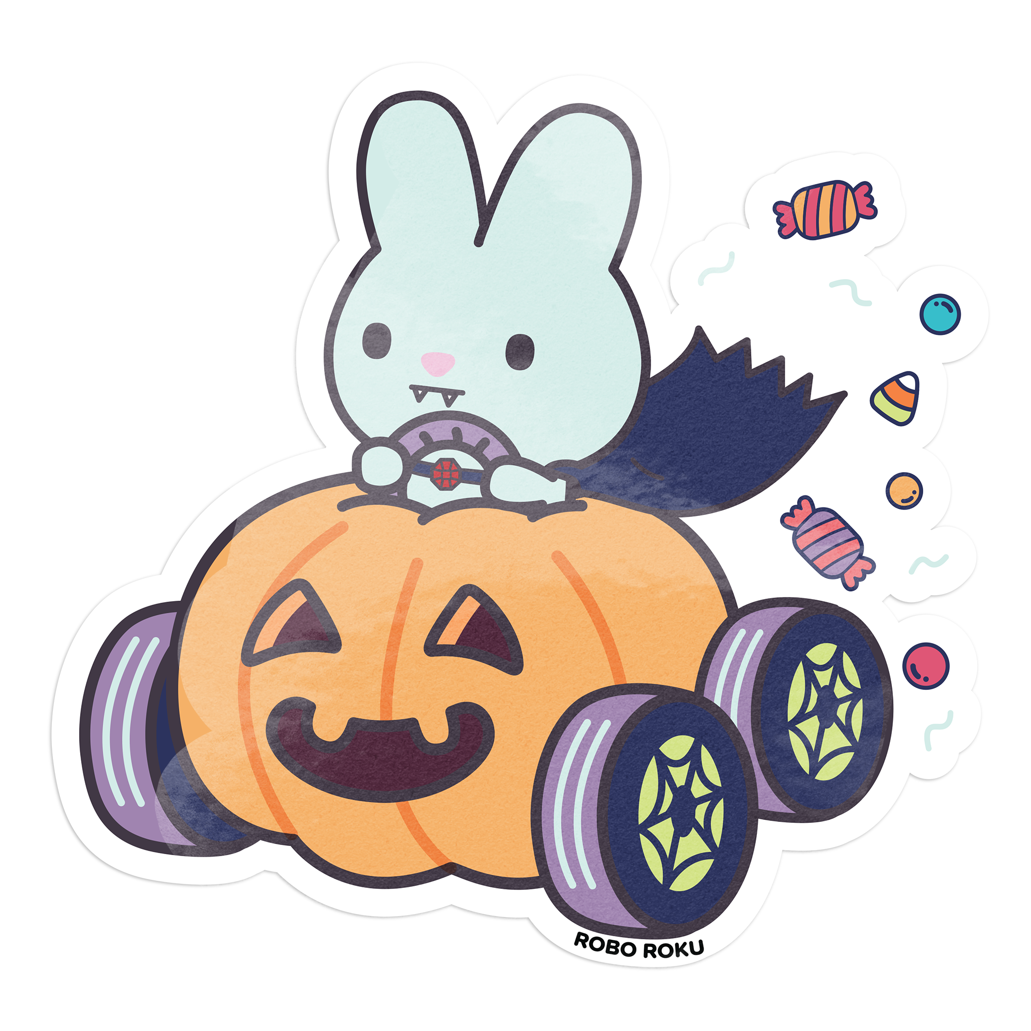Hallowheelies - Heck on Wheels Boba Vinyl Sticker – Robo Roku