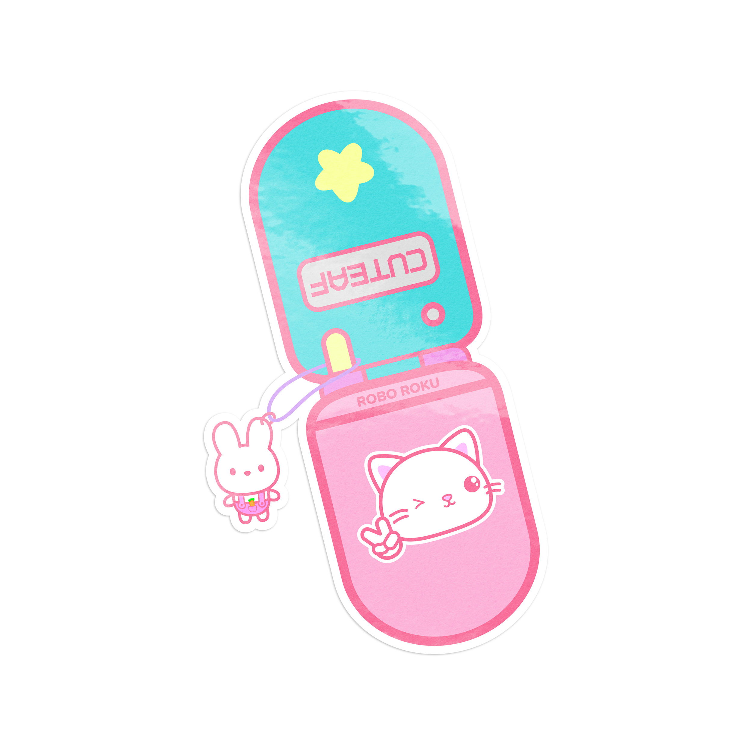 90's Cuties - Cute AF Flip Phone Vinyl Sticker – Robo Roku