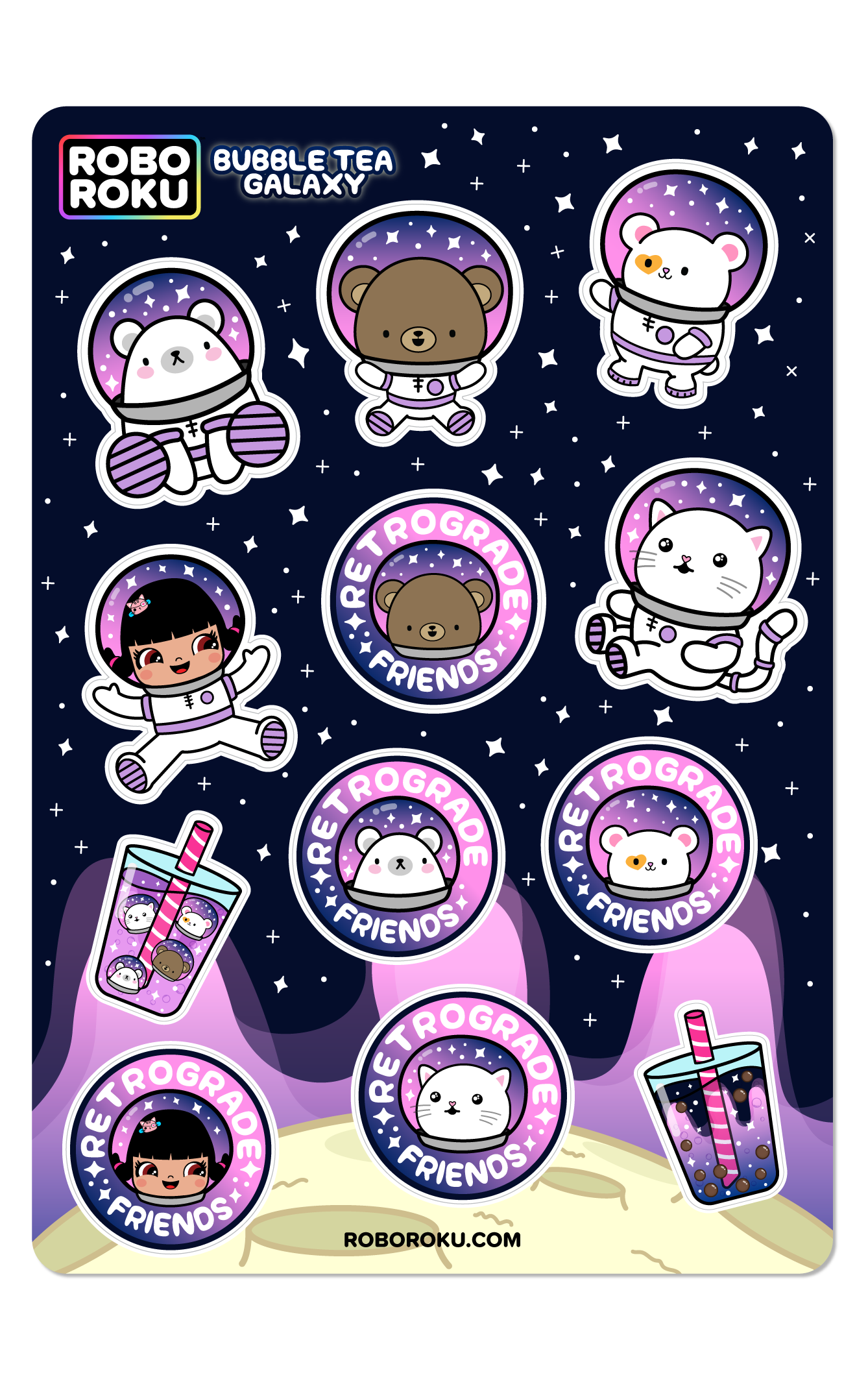 Bubble Tea Galaxy Gloss Sticker Sheet – Robo Roku