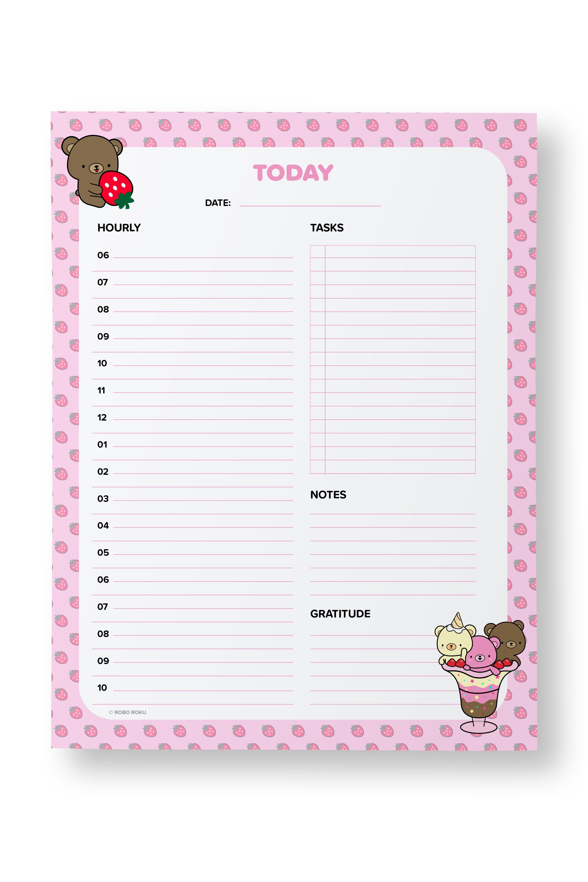 Neapolitan Bears Strawberry Daily Planner Desk Pad – Robo Roku