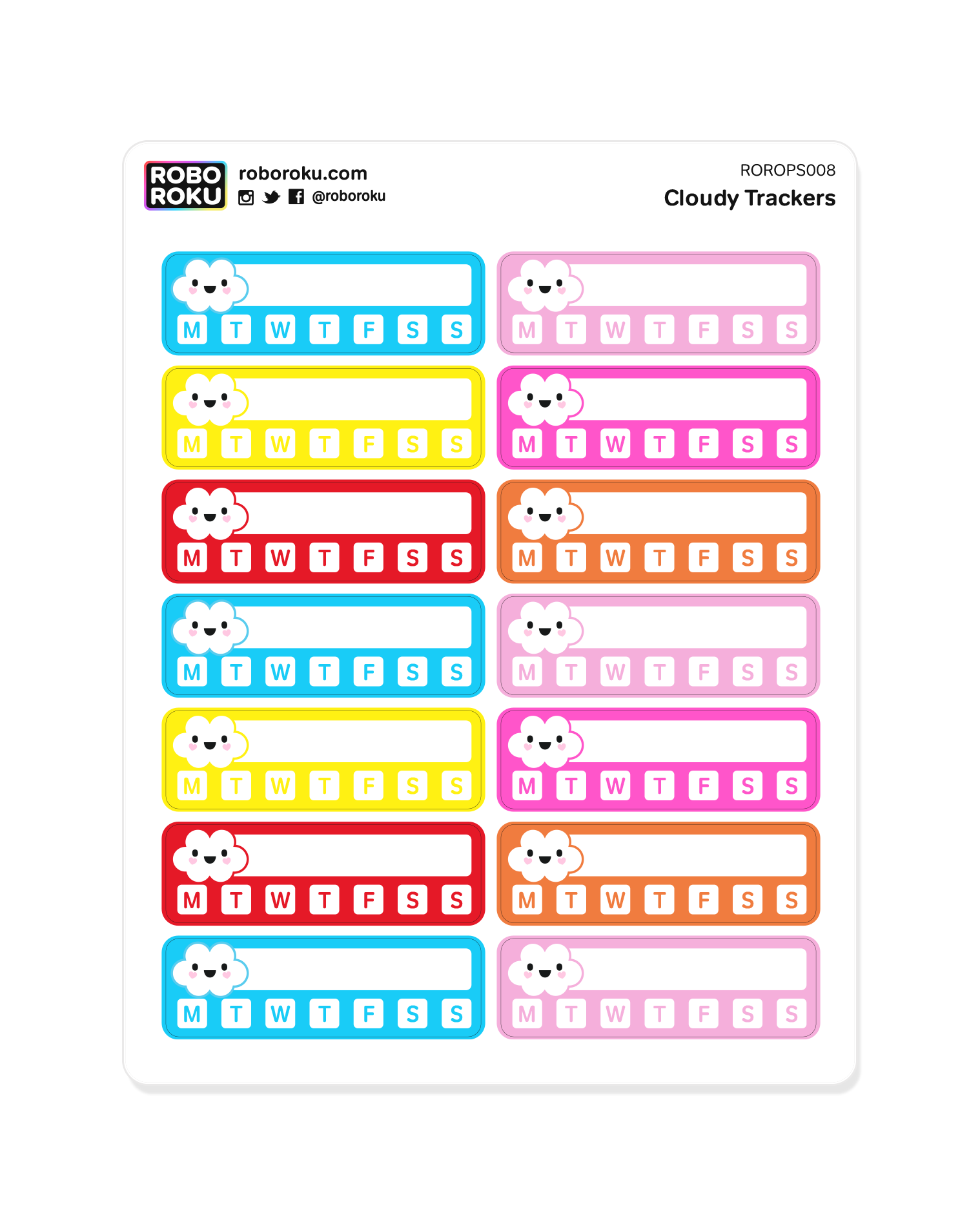Cute Clouds Weekly Habit Tracker - Planner Stickers – Robo Roku