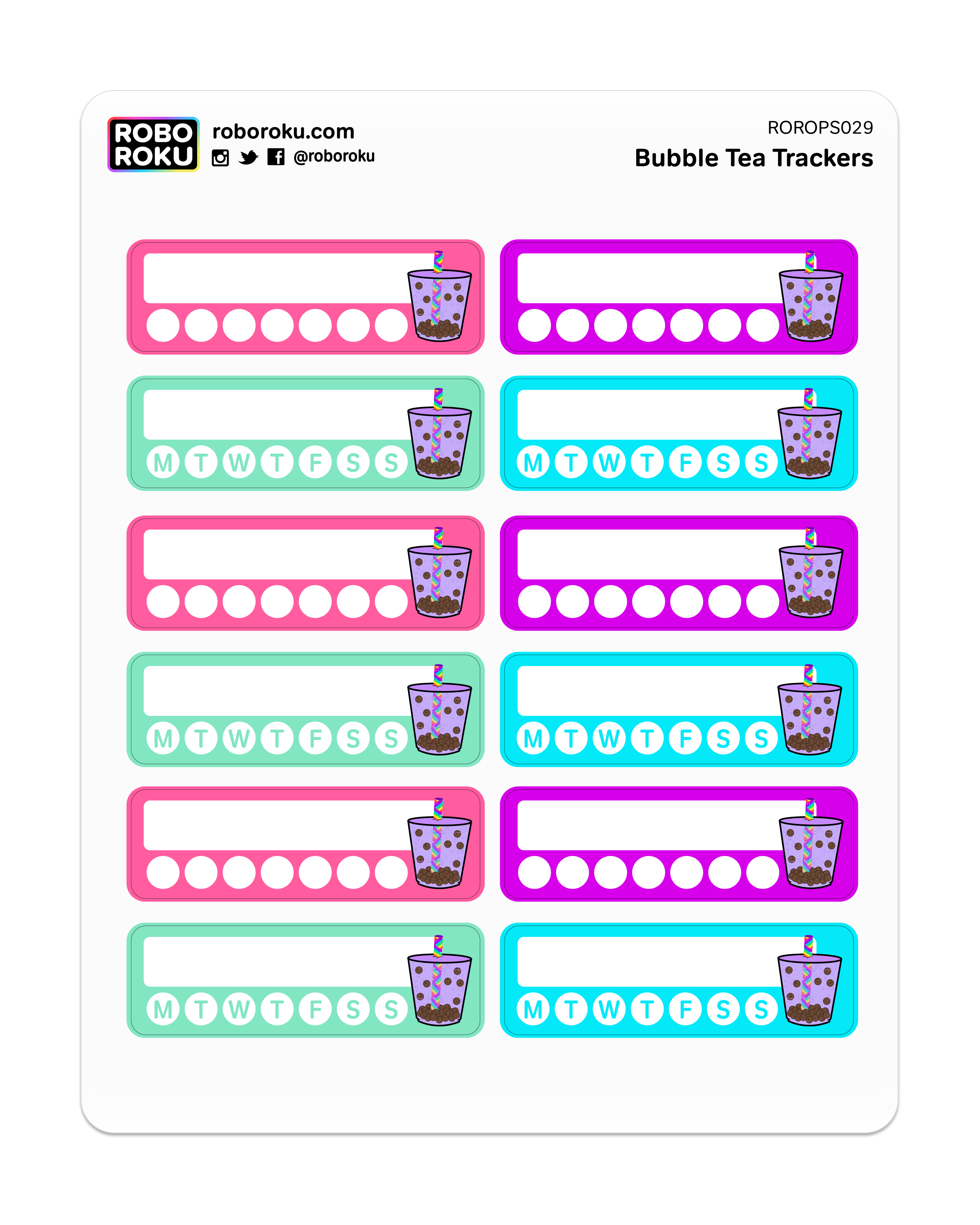Bubble Tea Trackers - Planner Stickers – Robo Roku