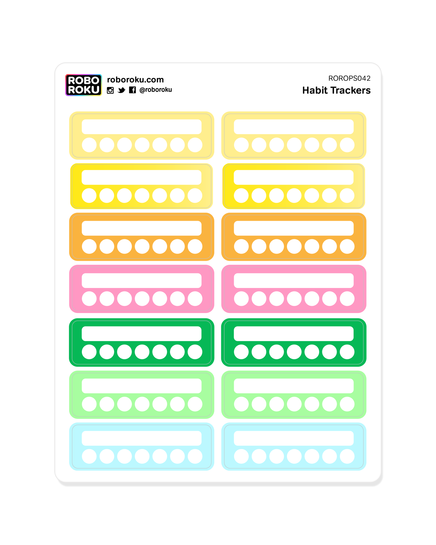 Colorful Weekly Habit Trackers - Planner Stickers – Robo Roku
