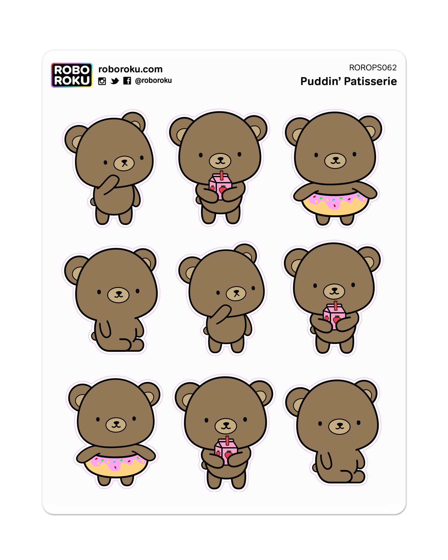 Puddin' Bear Patisserie - Planner Stickers – Robo Roku