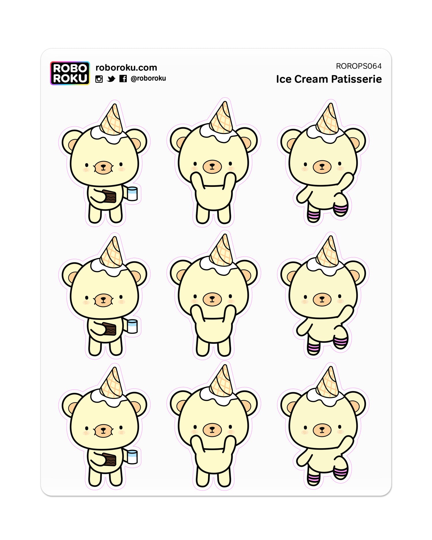 Ice Cream Bear Patisserie - Planner Stickers – Robo Roku