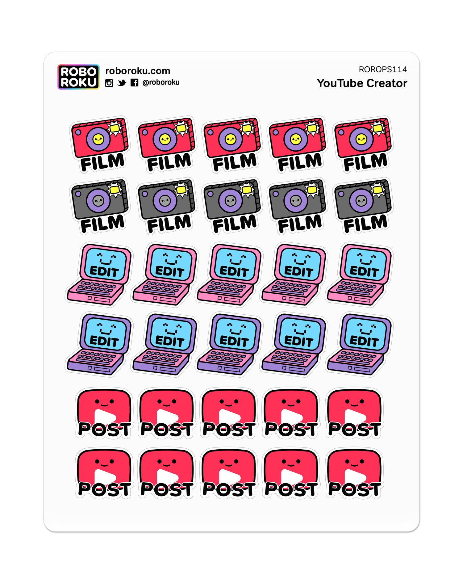 YouTube Creator - Planner Stickers – Robo Roku