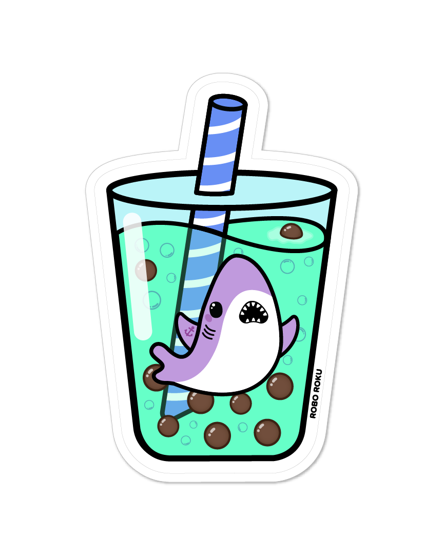 Sailor Shark Bubble Tea Vinyl Sticker – Robo Roku