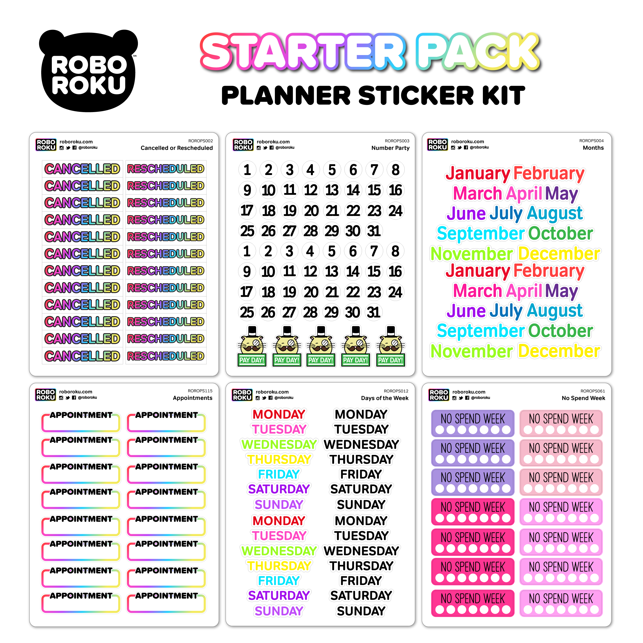 Planner Starter Pack Sticker Kit – Robo Roku